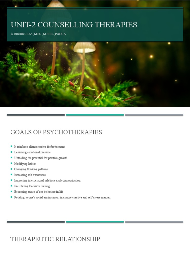 Goals, Approaches, and Techniques of Counselling Therapies | PDF ...