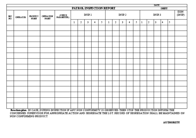 F02 Patrol Inspection Report | PDF