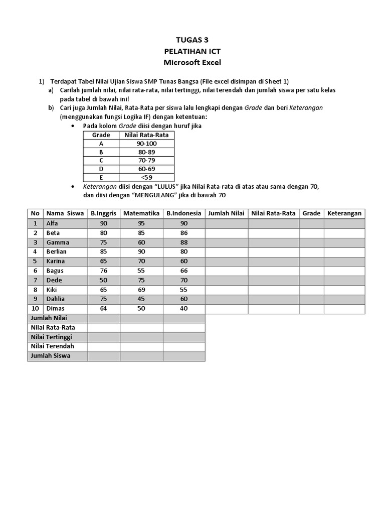 Tugas 3 - Excel | PDF