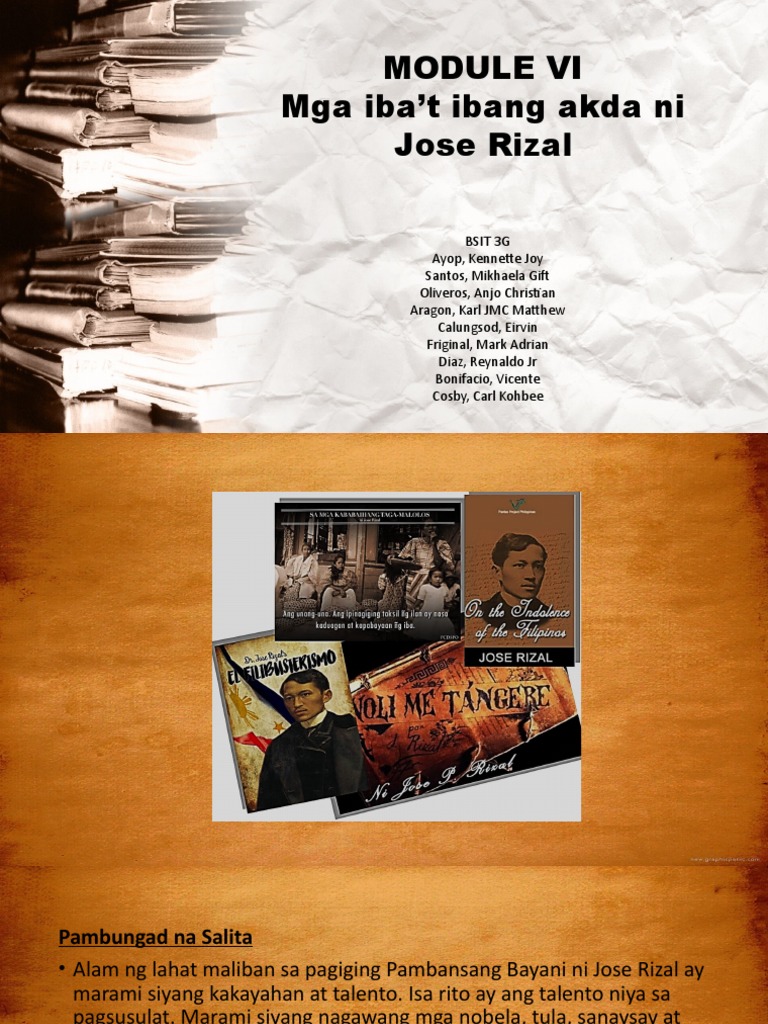 Mga Akda Na Gawa Ni Rizal | PDF