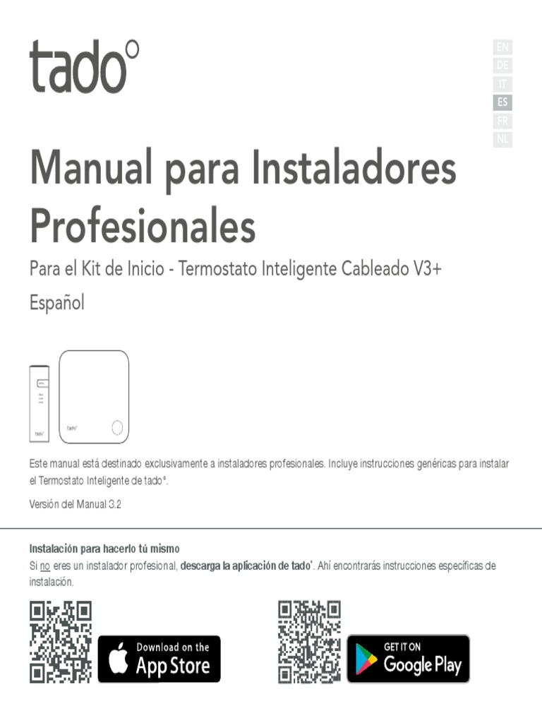 Guía Instalación Termostato tado° Pro | PDF | Termostato | Ingeniería ...