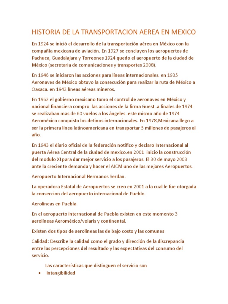 Historia de La Transportacion Aerea en Mexico | PDF