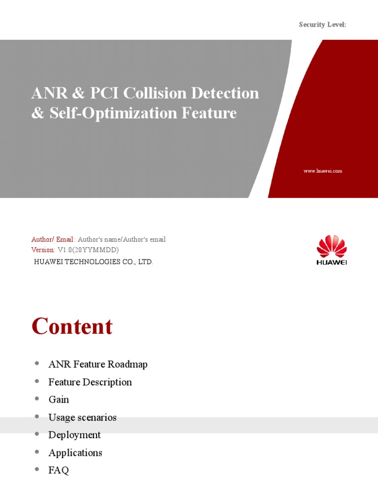 ANR & PCI Collision Detection & Self-Optimization Feature: Security Level | PDF | Program ...