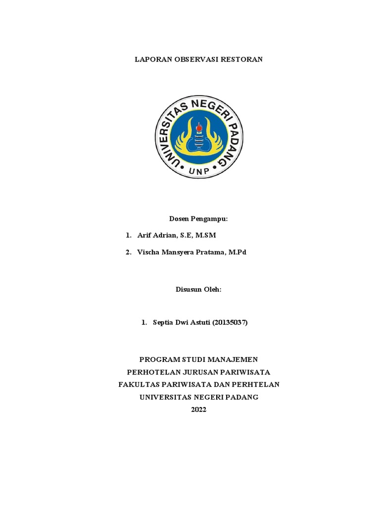 Laporan Observasi Restoran UNP | PDF