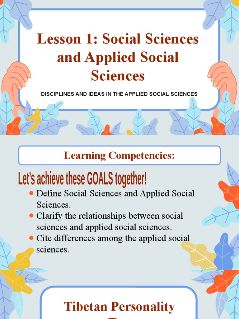 Lesson 1 Social Science and Applied Social Science | PDF | Social ...