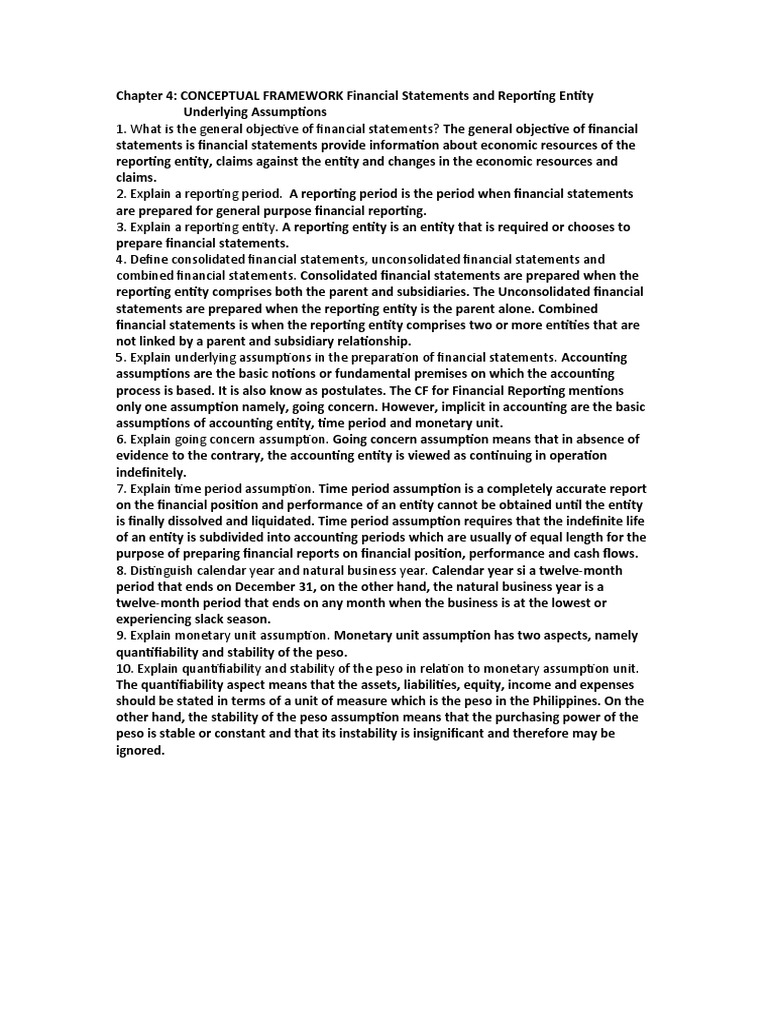 CFAS Chapter 4 Q&A | PDF | Financial Statement | Going Concern