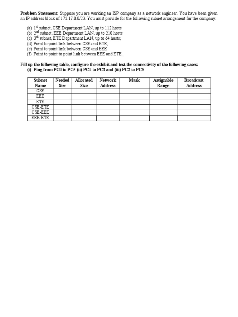Subnetting Problem 2 PDF | PDF