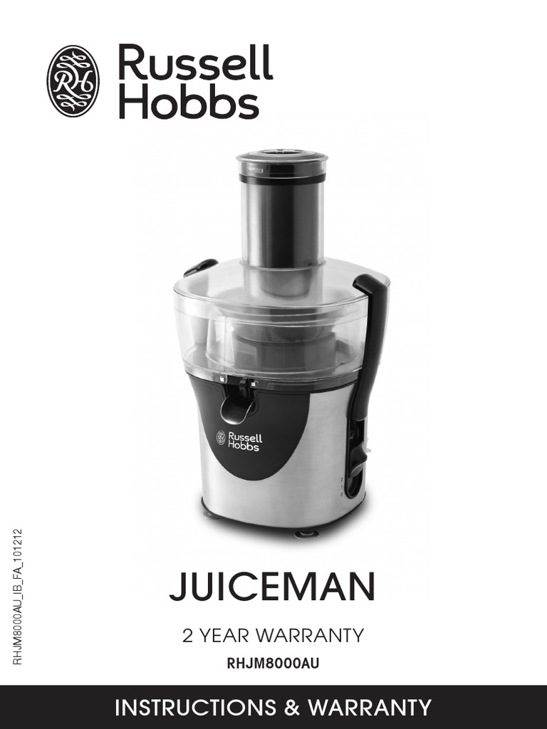 Russell Hobbs Juiceman Manual | PDF | Juice | Diet & Nutrition