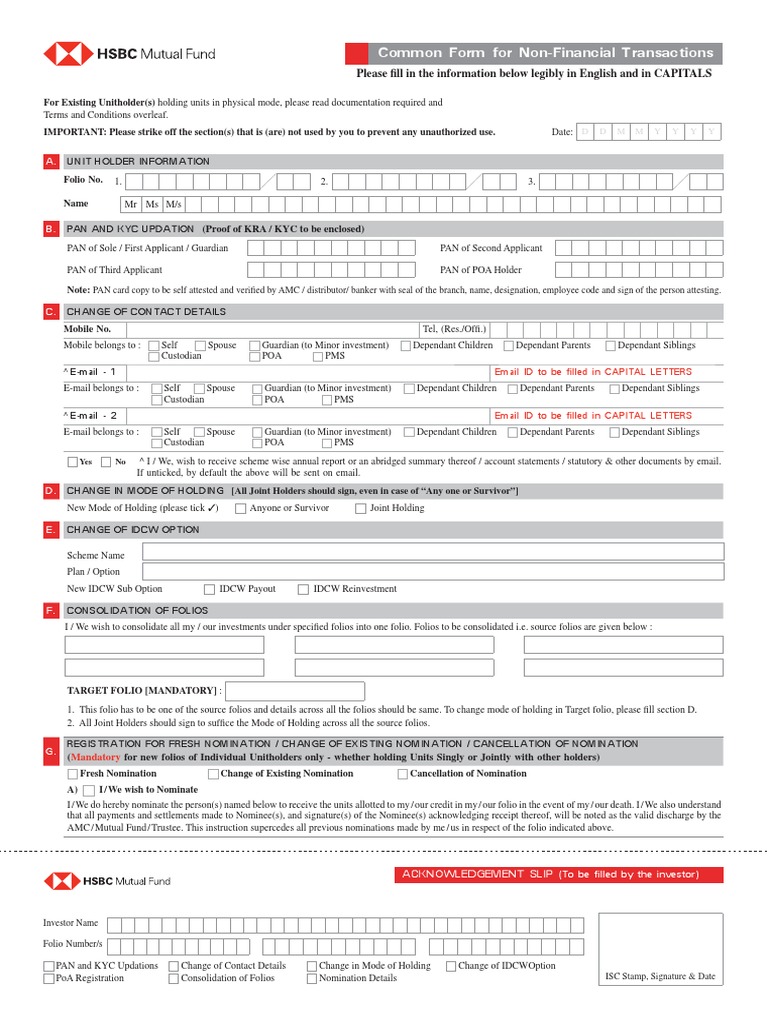 Common Form For Non-Financial Transactions: Please Fi LL in The ...