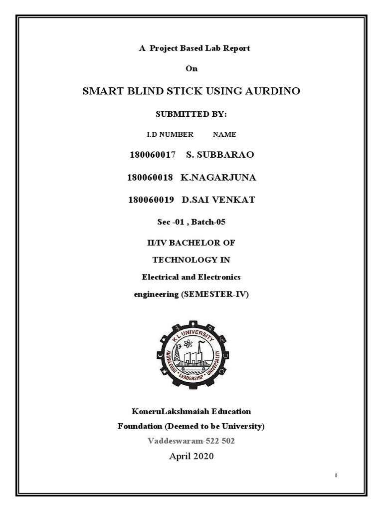 A Project Based Lab Report On Smart Blin Pdf Arduino Computing 7080