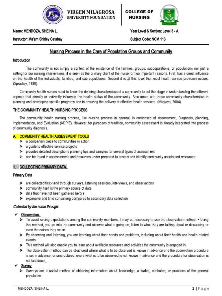 CHN Activity 3 - Nursing Process in The Care of Population Groups and ...