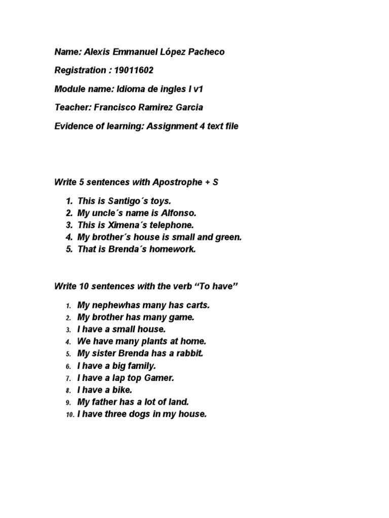 English Grammar Practice Sentences | PDF