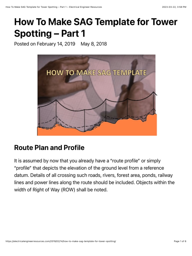 How to Create a Sag Template: Gathering Design Data and Calculating ...