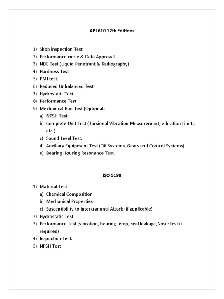 API 610 12th Edition Centrifugal Pump Tests | PDF