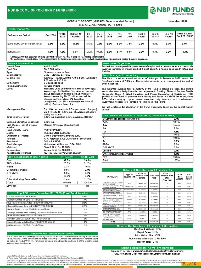 NIOF-Dec 2020 | PDF | Investment Fund | Investing
