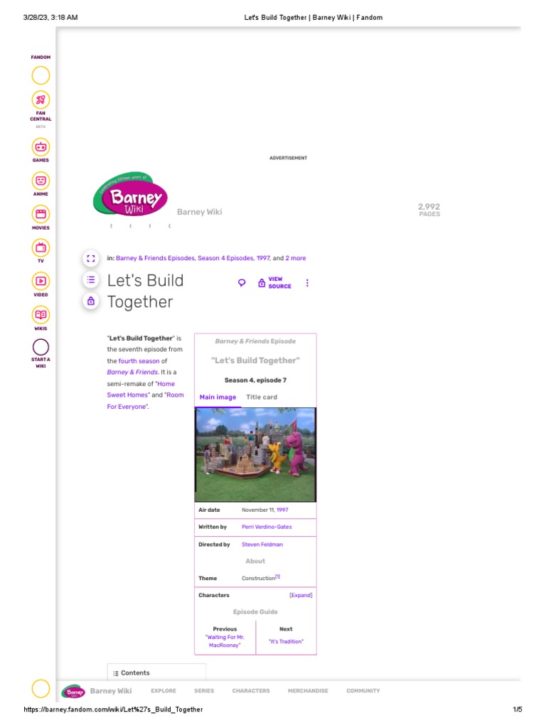 Let's Build Together - Barney Wiki - Fandom | PDF | Fandom
