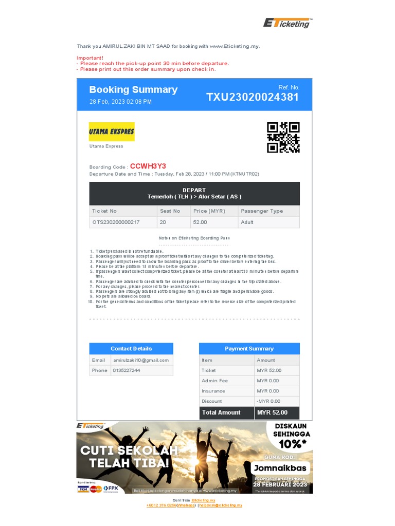 Booking Summary: Ccwh3Y3 | PDF | Service Industries