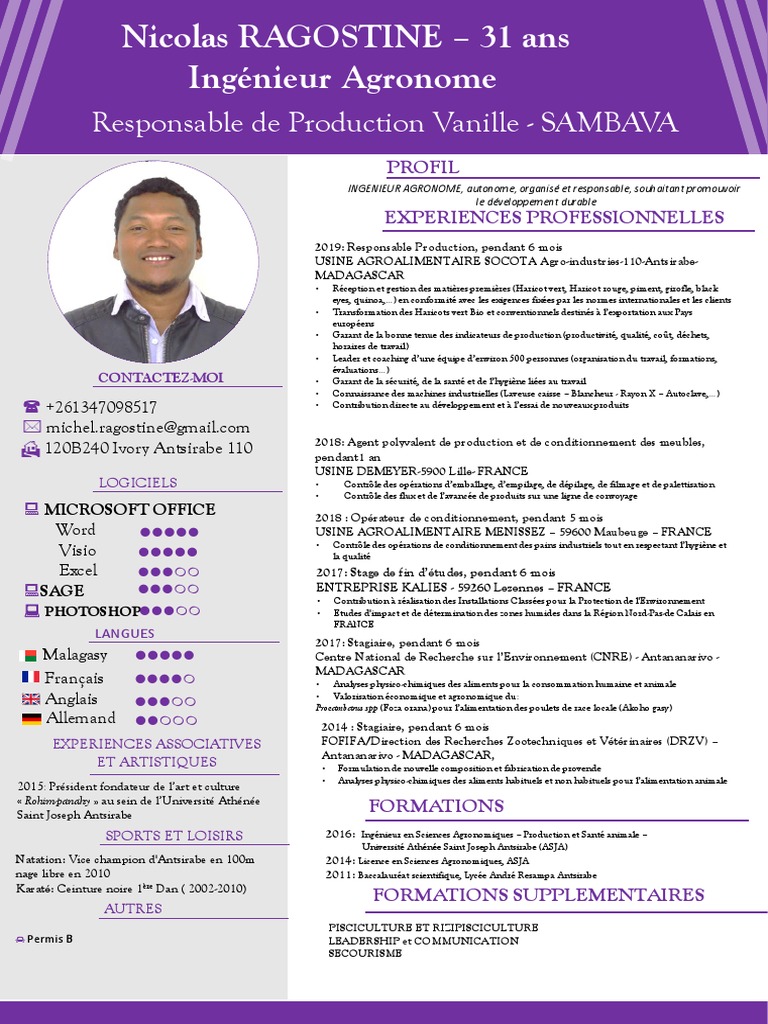 CV Nicolas - SAMBAVA PDF | PDF