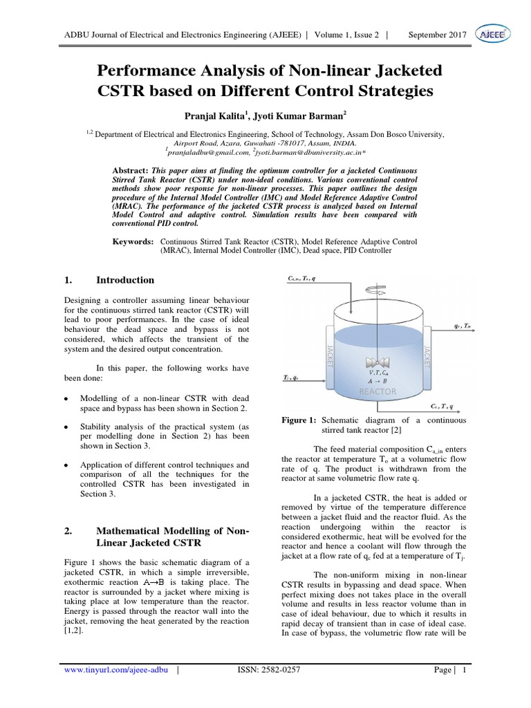 Non-linear CSTR Control Strategies Analysis | PDF | Control Theory | Stability Theory