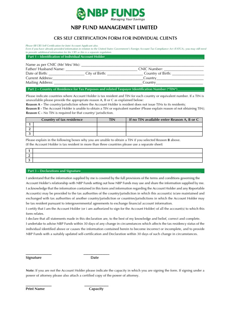 CRS Form Individuals 1 | PDF | Government Finances | Economies