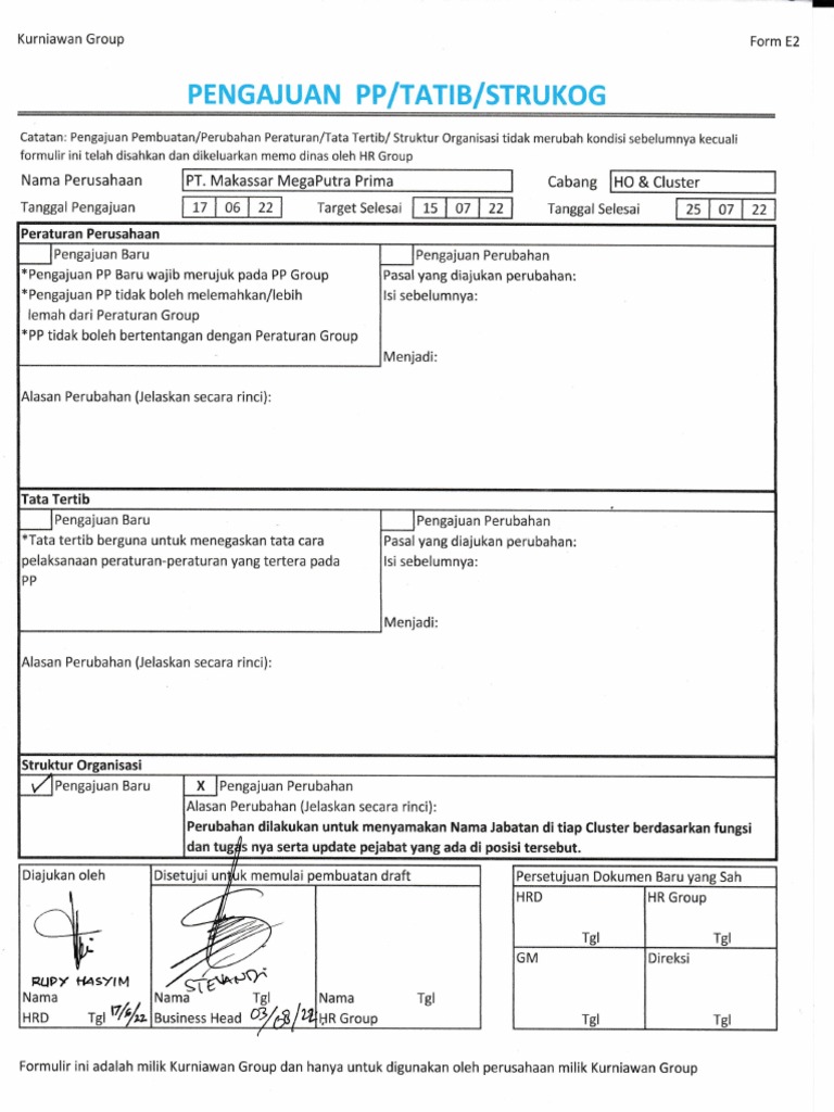 Form Pengajuan PP - Tatib.strukog | PDF