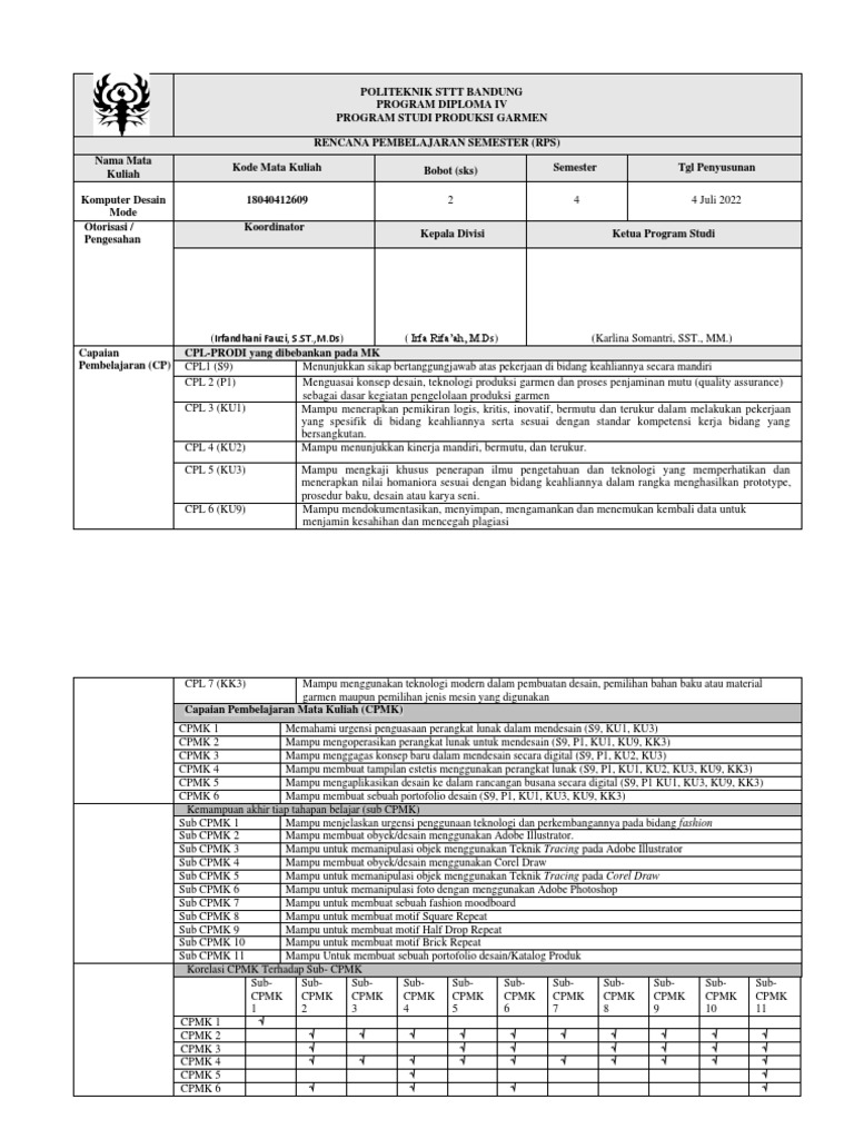 RPS Komputer Desain Mode | PDF | Teknologi & Rekayasa