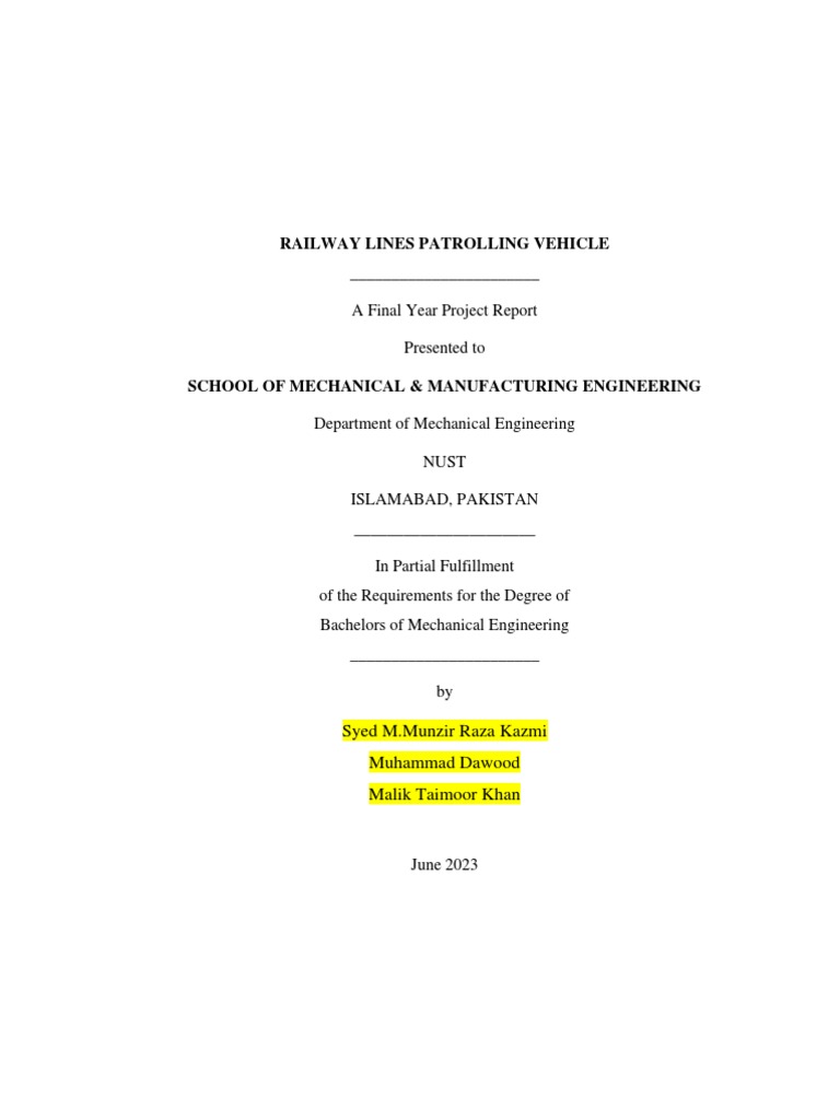 Final Year Projects - Report Template | PDF | Rail Transport | Transport