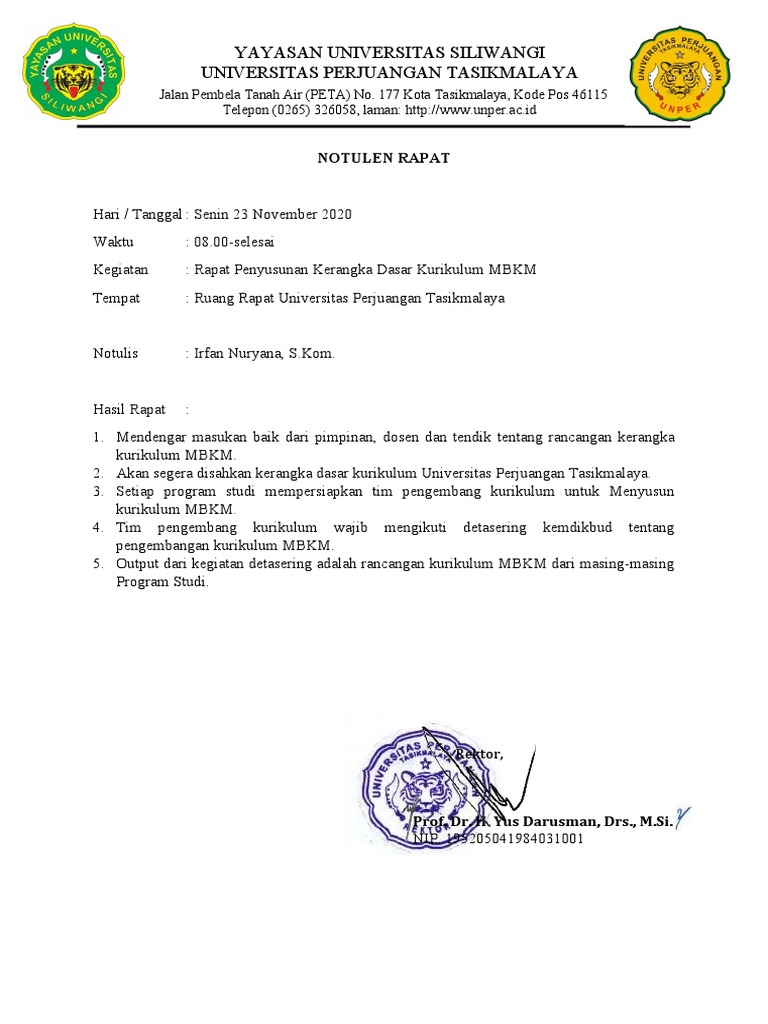 Notulensi Rapat | PDF