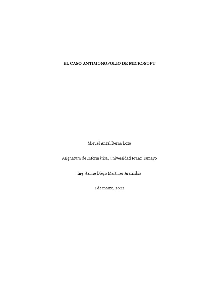 El Caso Antimonopolio de Microsoft | PDF | Microsoft | Apple Inc.