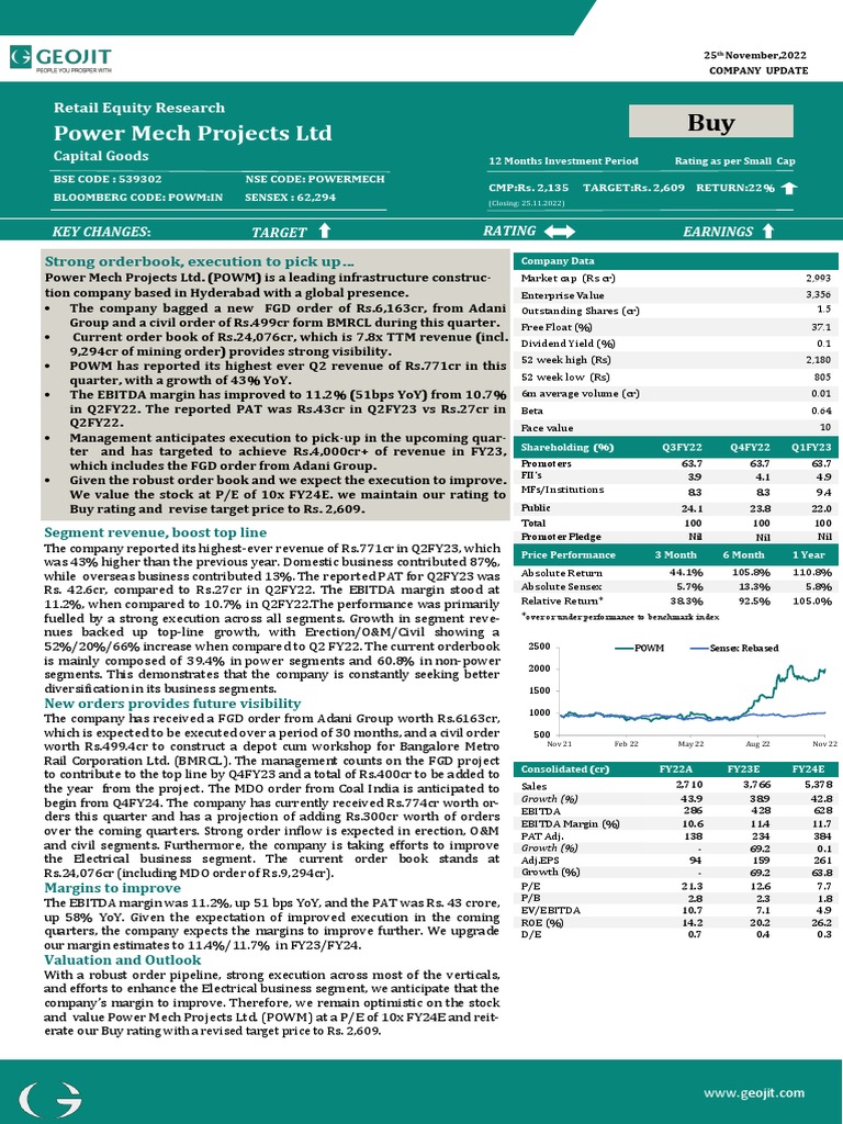Strong Order Book and Execution Improvement to Drive Growth for Power ...