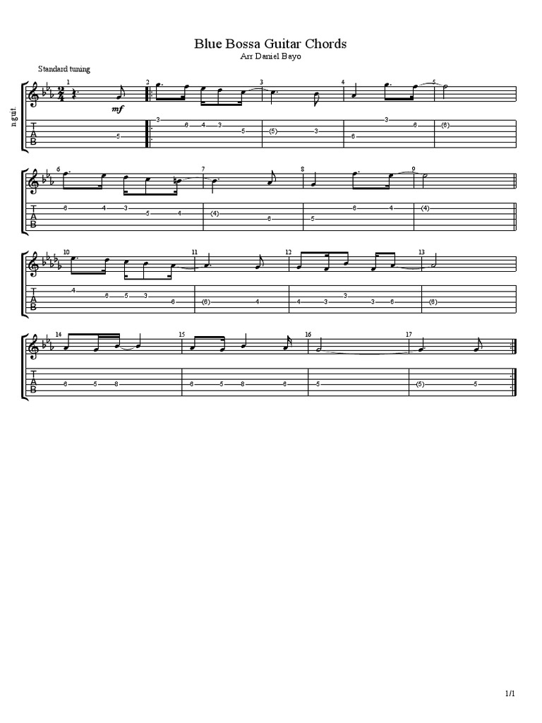 Blue Bossa Guitar Chords Guide | PDF | Musical Instruments | Popular Music