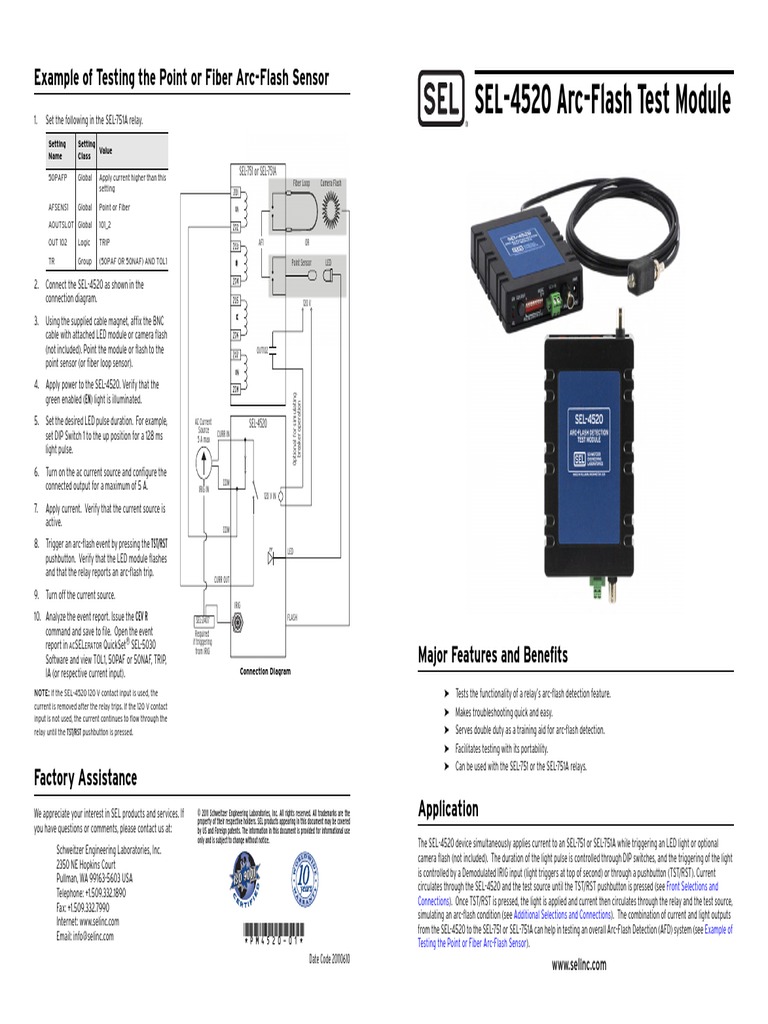 SEL-4520 Arc-Flash Test Module: Example of Testing The Point or Fiber ...