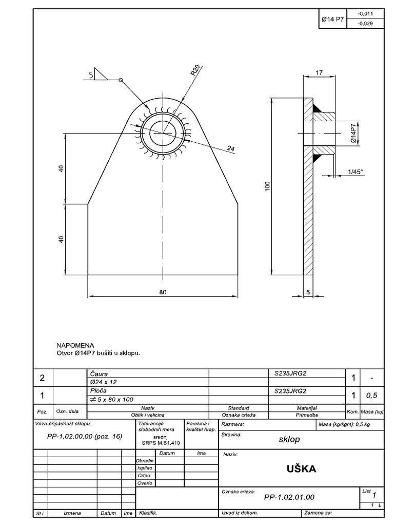 Sklopno-Radionicki Crtez PDF | PDF