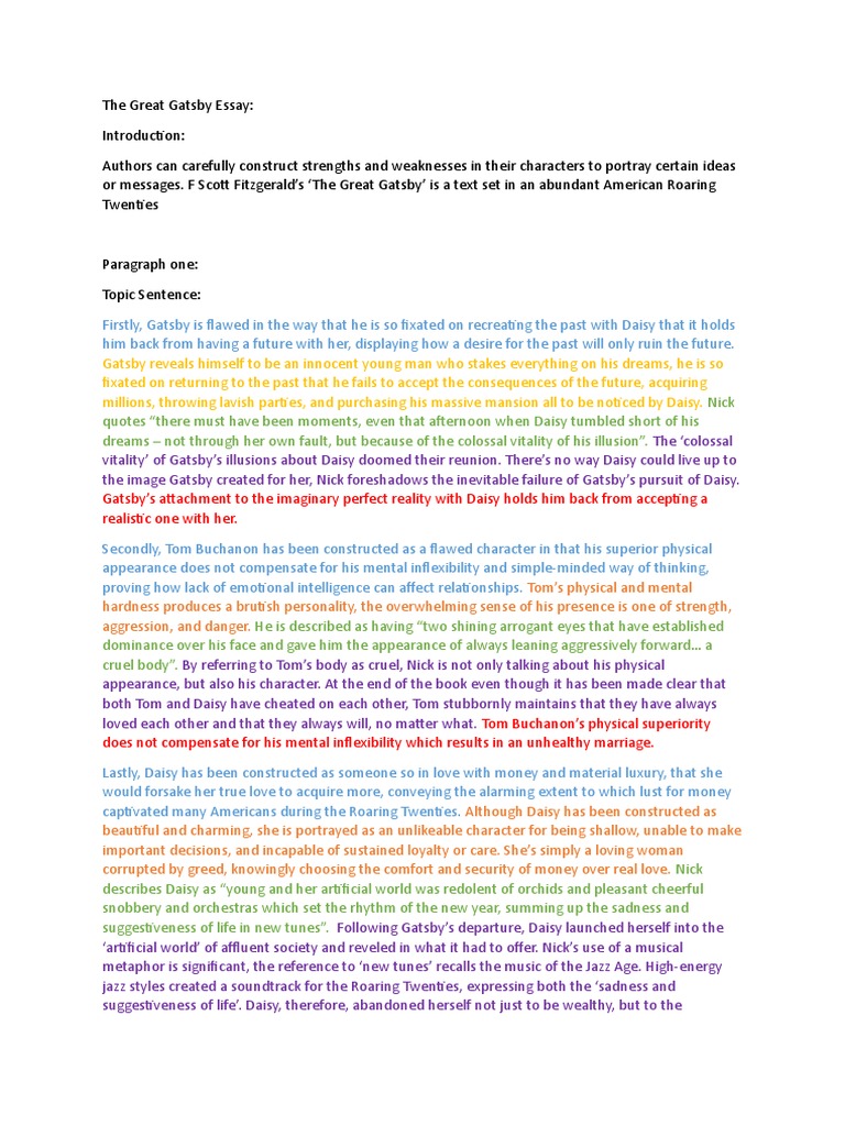 The Great Gatsby Essay | PDF | The Great Gatsby