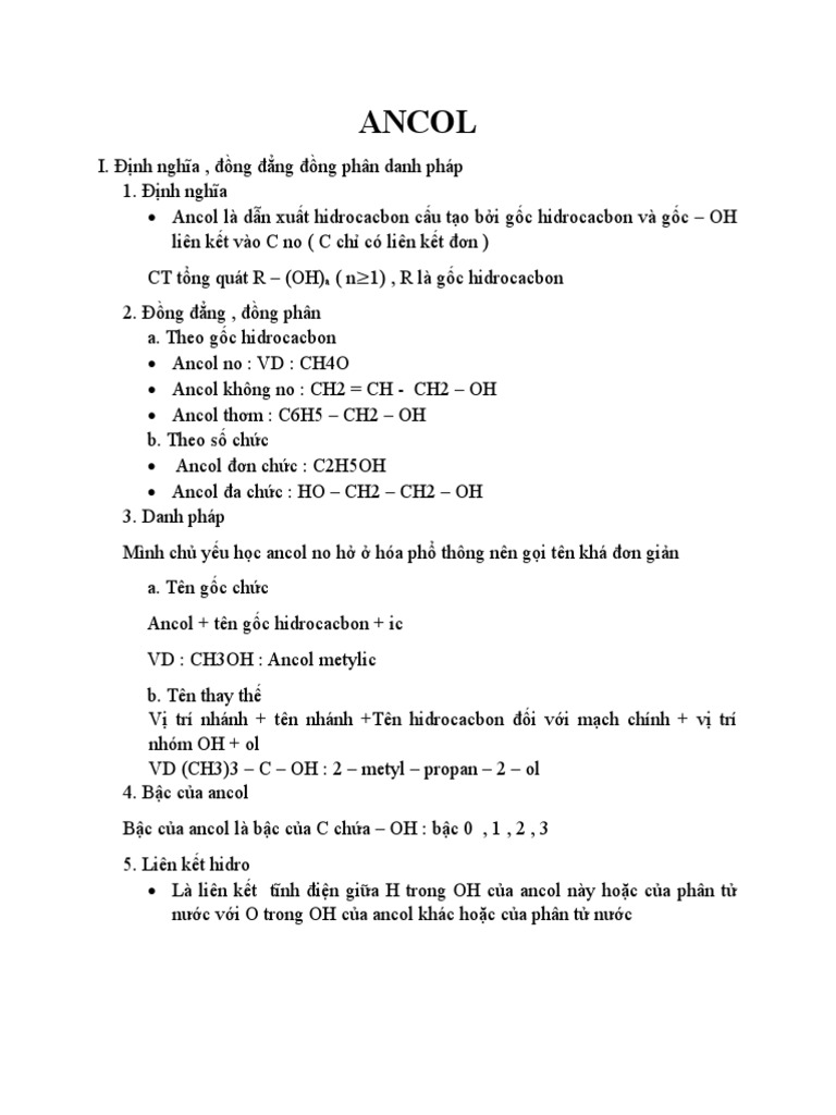 Ancol Và Phenol | PDF