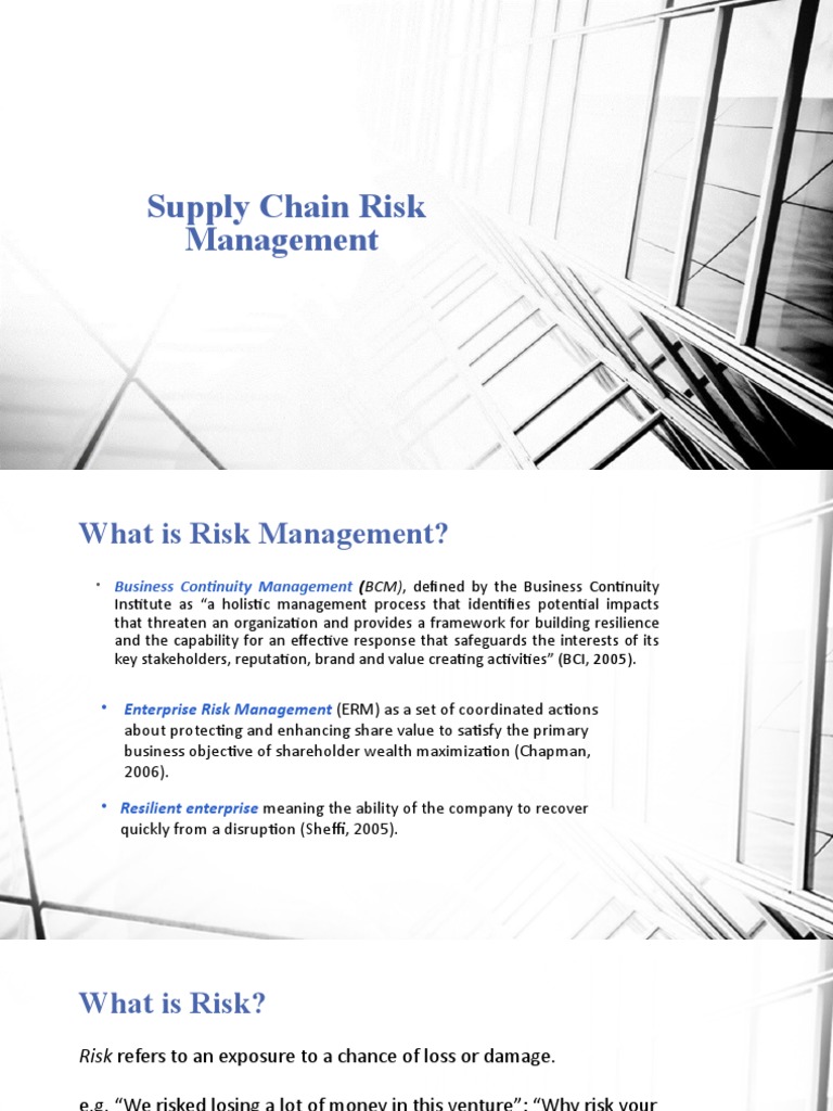 Lecture 2 & 3 | PDF | Supply Chain | Risk