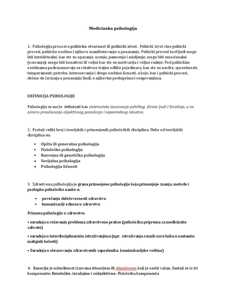 Medicinska Psihologija | PDF