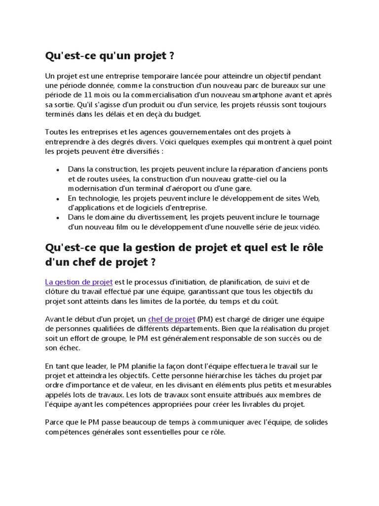 Introduction à la gestion de projet | PDF | Méthode agile | Gestion de ...