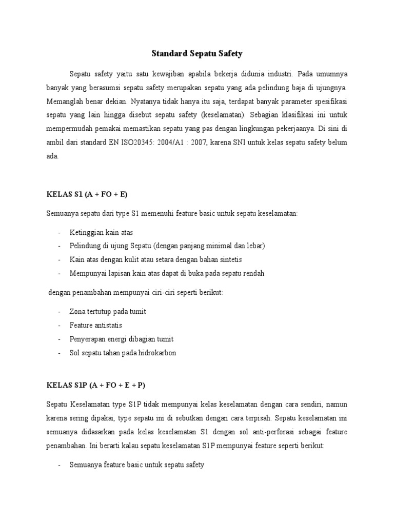Standard Sepatu Safety | PDF