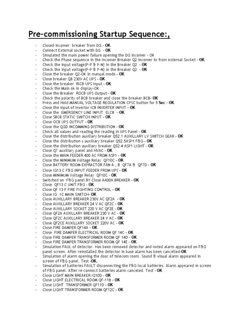 Pre-Commissioning Sequence of Substation Shelters. | PDF | Power ...