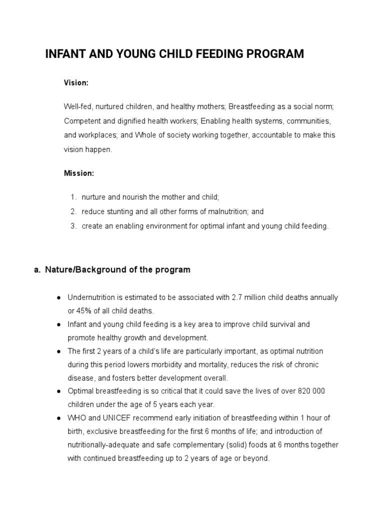 Infant and Young Child Feeding Program | Download Free PDF ...