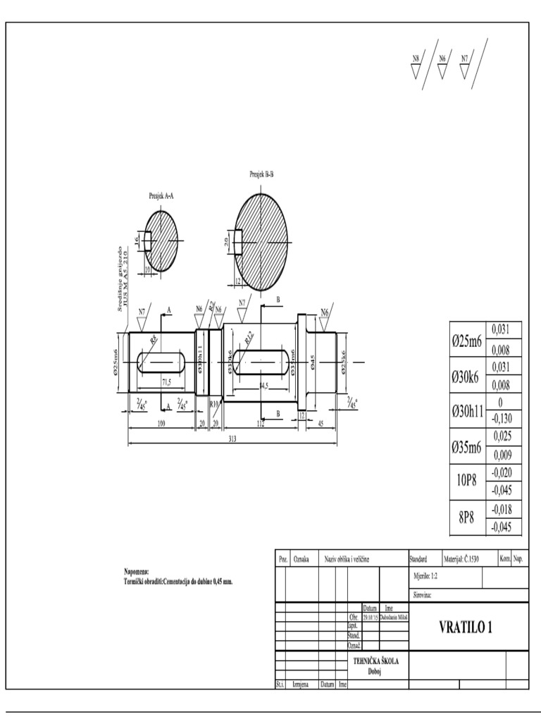 Vratilo 1 Crtež PDF | PDF