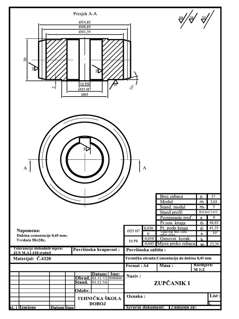 Zupcanik 1 - Crtež PDF | PDF