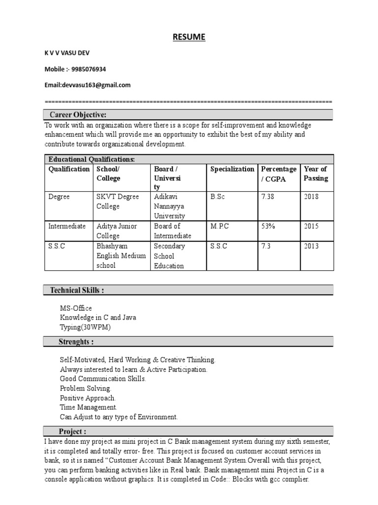 Vasu Resume PDF | PDF | Communication | Cognition