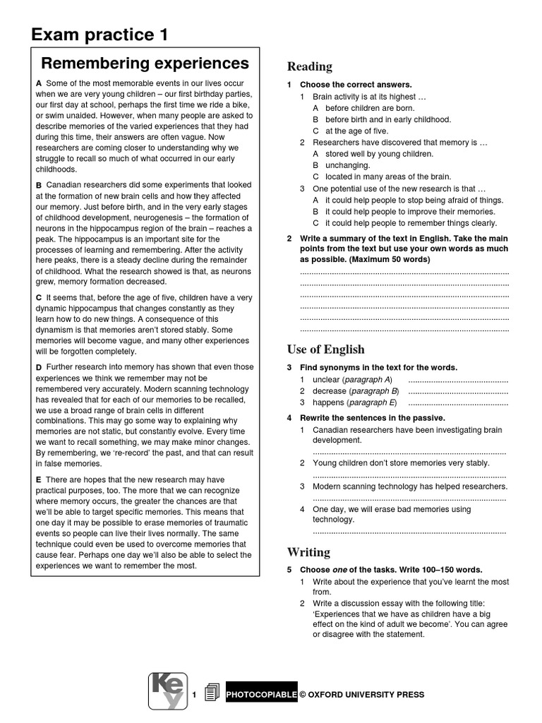 Exam Practice 1 | PDF | Memory | Hippocampus