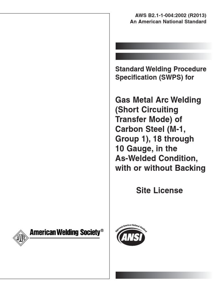 AWS B2 1 1 004 2013 SWPS GMAW Short | PDF | Welding | Construction