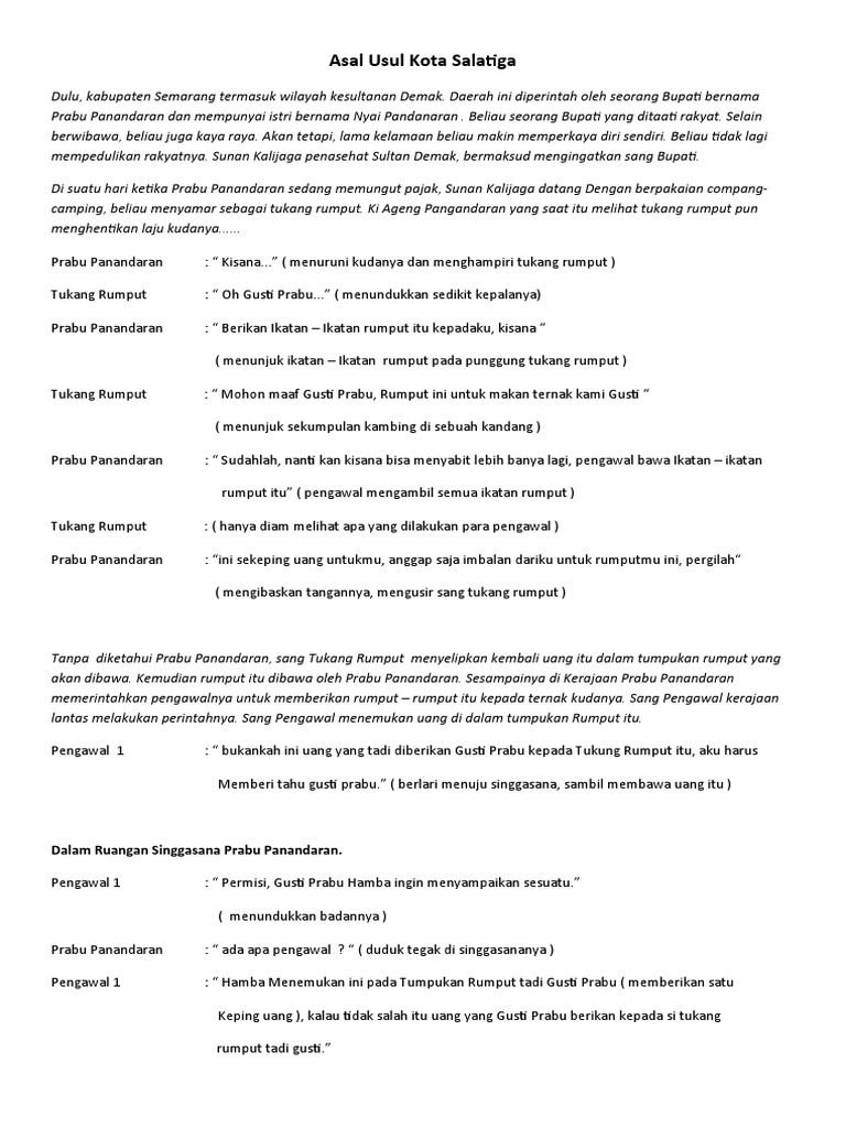 Asal Usul Kota Salatiga Drama | PDF
