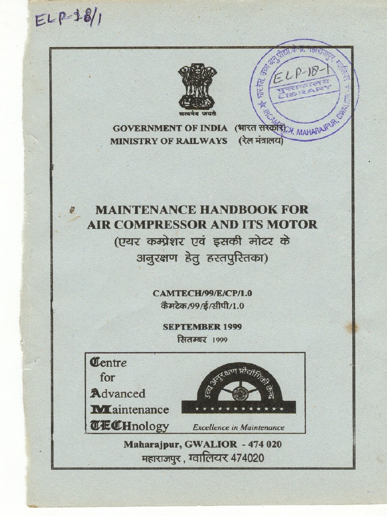 Maintenance Handbook For Air Compressor and Its Motor | PDF
