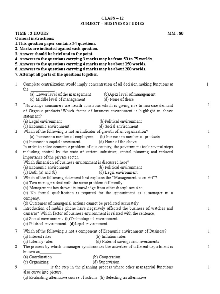 QP-2020-21 - Practice Paper 22-23 | PDF | Retail | Marketing