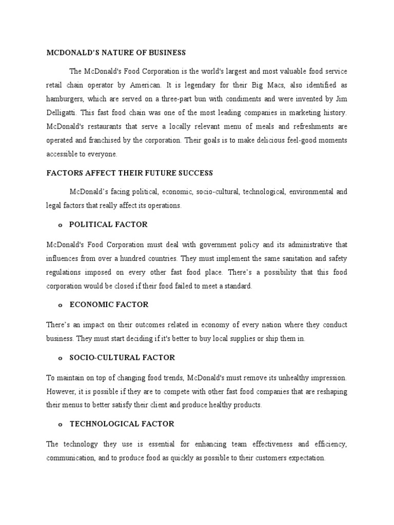 Mcdonalds Nature-Factors | PDF